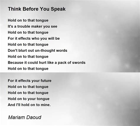 Think Before You Speak