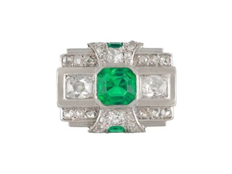Art Deco Emerald And Diamond Ring Circa 1935 Ref 14274