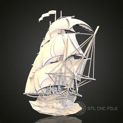 Majestic Tall Ship 3d Model Stl File Cnc And 3d Printer Nautical Art Digital Download Etsy