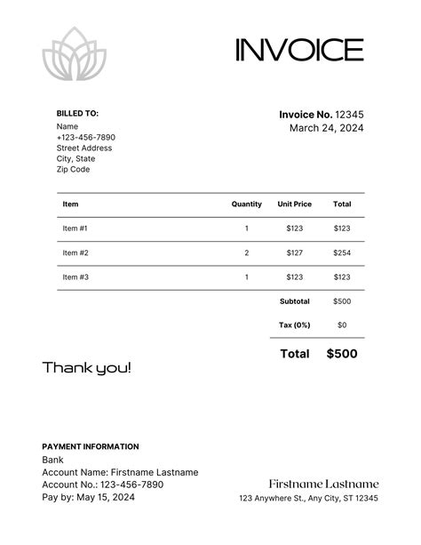 Digital Invoice Template Etsy