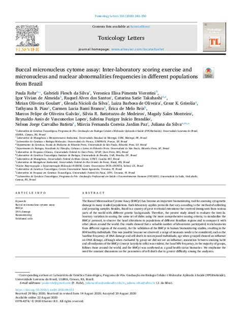 Pdf Buccal Micronucleus Cytome Assay Inter Laboratory Scoring Exercise And Micronucleus And