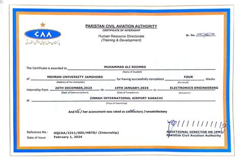 Muhammad Ali Soomro On Linkedin Internship Electronics Aviation