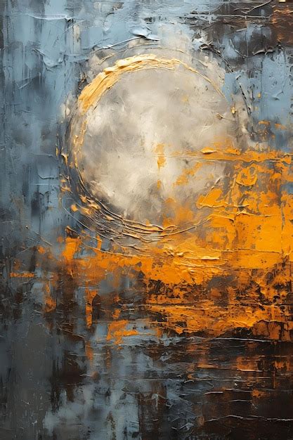 Círculo cinza amarelo centro branco lua nascente captura emoção movimento ferrugem materiais de