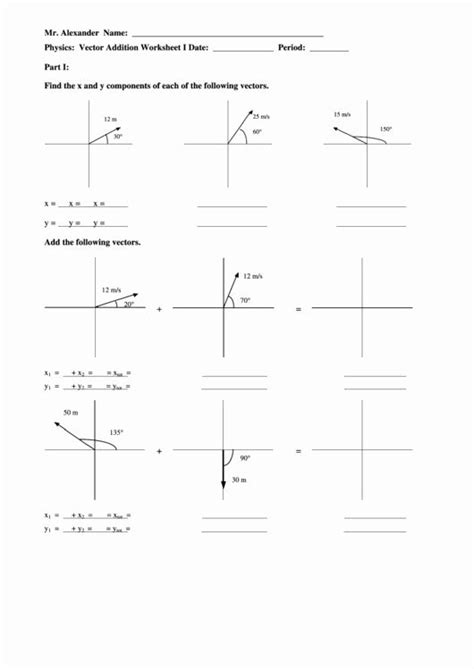 Graphing Vectors Worksheet