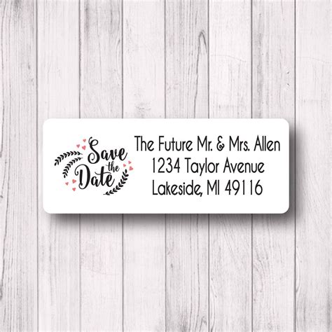 Save The Date Return Address Labels Personalized Wedding Etsy