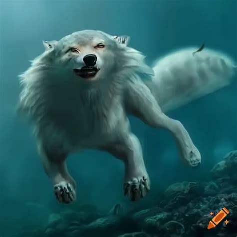 Creatively Imagined Werewolf Submerged Underwater On Craiyon