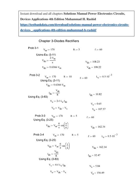Solution Solutions Manual Power Electronics Circuits Devices Applications 4th Edition Muhammad