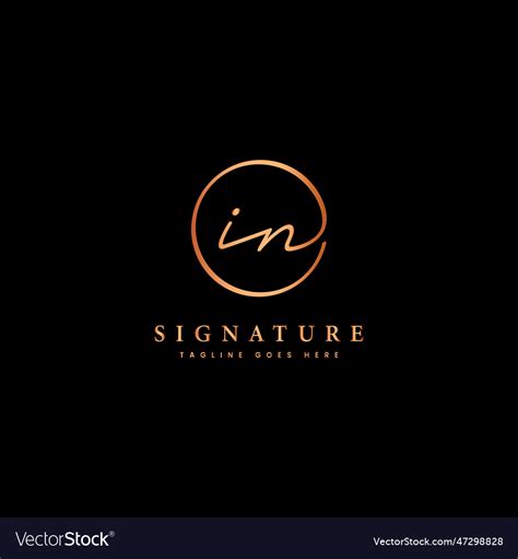 I N In Initial Letter Handwritten Signature Logo Vector Image