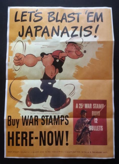 1944 Ww2 Usa Popeye Cartoon Comic Anti Japan Japanese War Army