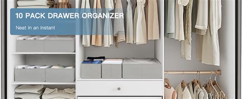 Criusia Drawer Organizer Clothes 10 Pack Dresser Organizer