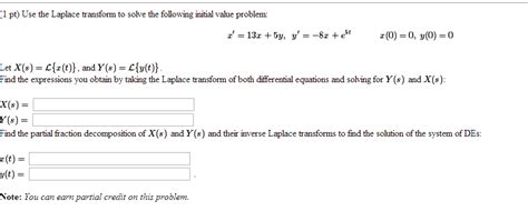 Solved Use The Laplace Transform To Solve The Following Chegg