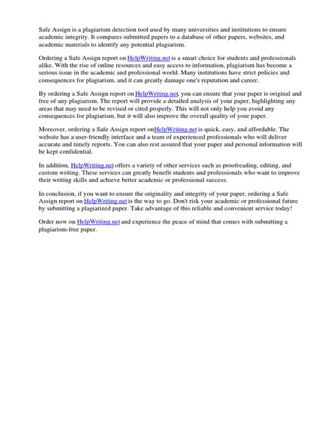 Safe Assign Report Pdf Plagiarism Turnitin