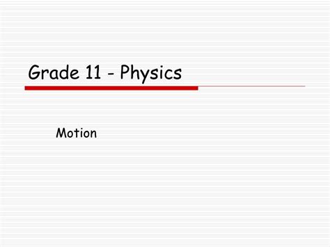 PPT Grade 11 Physics PowerPoint Presentation Free Download ID 3737785