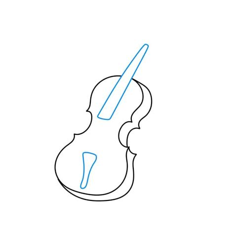 next draw the neck and 2 f holes of the violin