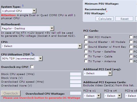 PSU Calculator Online App To Compute PCs Wattage Rarst Net