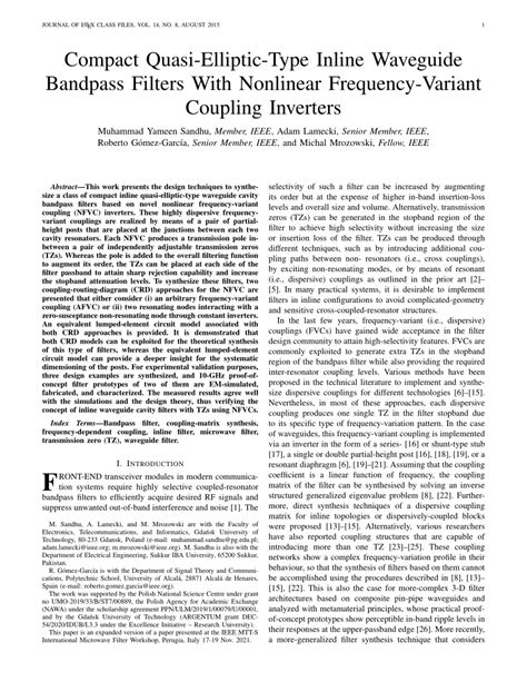 pdf compact quasi elliptic type inline waveguide bandpass filters