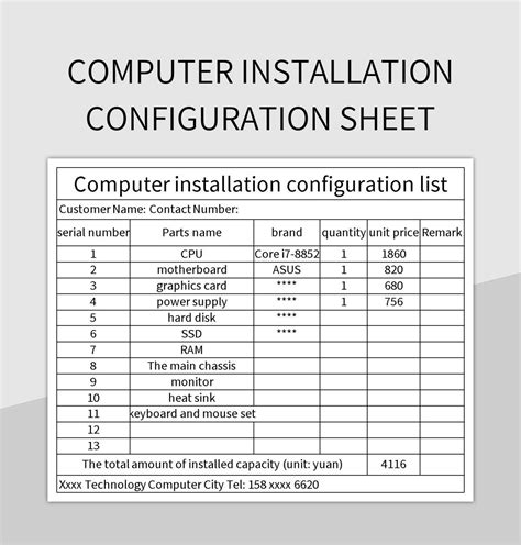 Free Configuration Sheet Templates For Google Sheets And Microsoft Excel Slidesdocs