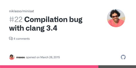 Compilation Bug With Clang 34 · Issue 22 · Niklassominisat · Github