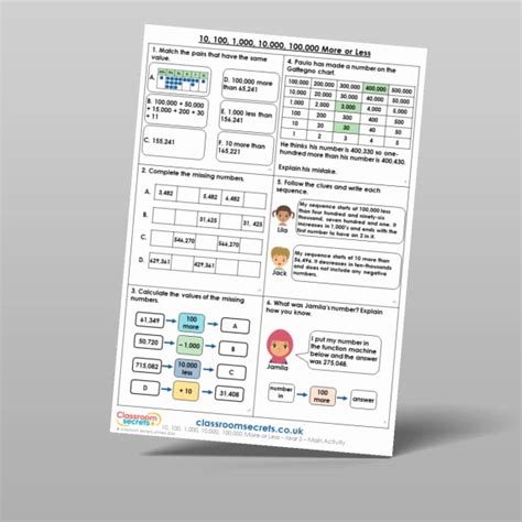 Year 5 10 100 1 000 10 000 100 000 More Or Less Reasoning And Problem Solving Resource