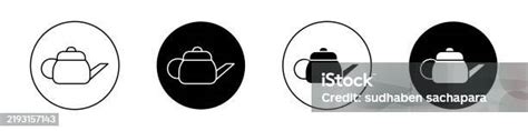 커피 포트 아이콘 세트입니다 중국 찻 주전자 벡터 기호입니다 찻주전자 아이콘 검은색 채워지고 윤곽선이 있는 스타일 0명에 대한