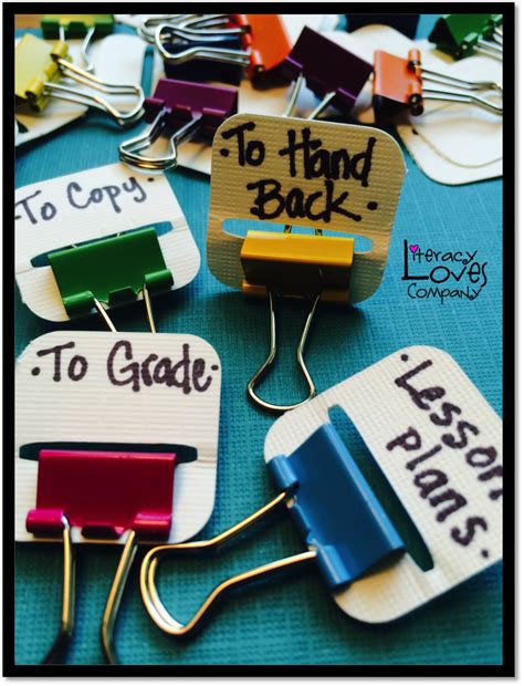 Literacy Loves Company Classroom DIY Binder Clip Tabs