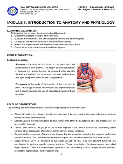 Ns001 Module 5 Introduction To Anatomy And Physiology Download Free
