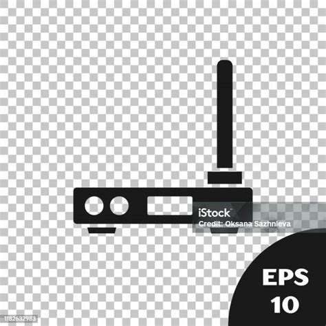 투명 한 배경에 격리 된 블랙 라우터 및 Wifi 신호 기호 아이콘 무선 이더넷 모뎀 라우터 컴퓨터 기술 인터넷 벡터 일러스트레이션 0명에 대한 스톡 벡터 아트 및 기타