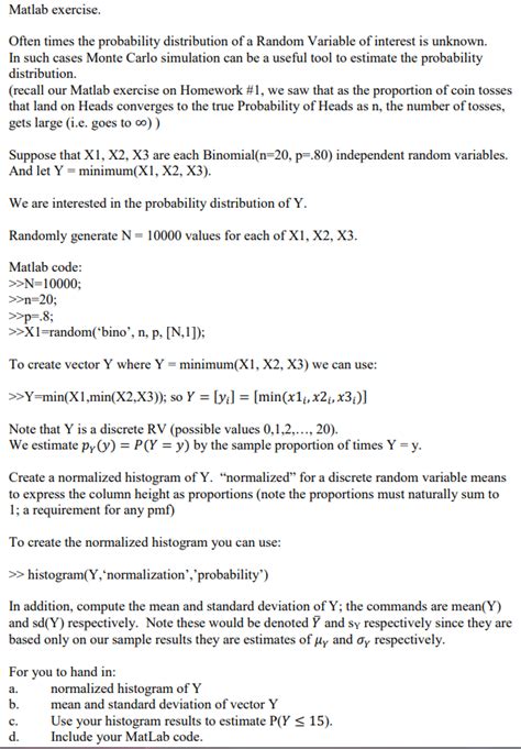 Solved Matlab Exercise Often Times The Probability Chegg