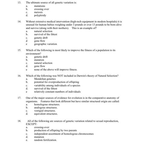Solved 13 The Ultimate Source Of All Genetic Variation Is