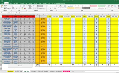 Excel Spreadsheets Help 2021 Nfl Draft Game Spreadsheet Template
