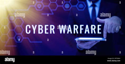 Writing Displaying Text Cyber Warfare Business Showcase Virtual War Hackers System Attacks