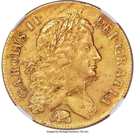 Great Britain Charles Ii Gold Elephant 2 Guineas 1664 Au Details