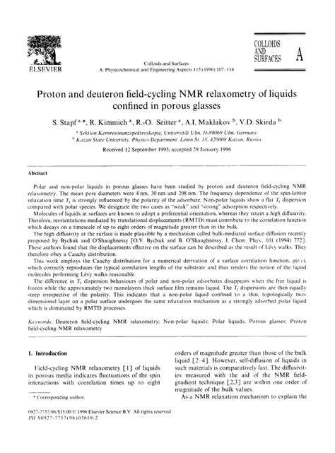 Pdf Proton And Deuteron Field Cycling Nmr Relaxometry Of Liquids