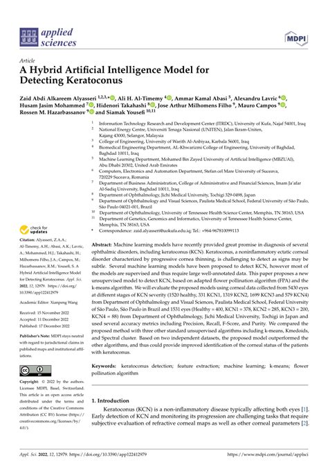 Pdf A Hybrid Artificial Intelligence Model For Detecting Keratoconus