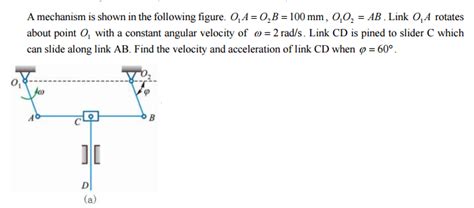 Solved A Mechanism Is Shown In The Following Figure O A Chegg