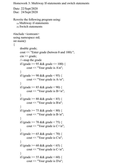 solved homework 3 multiway if statements and switch