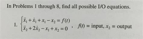 solved in problems 1 through 8 find all possible i o