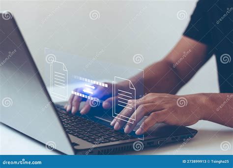 Data Transfer Concept Digital System For Transferring Documents And Files Online Stock Image