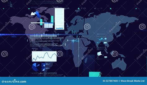 digital image of digital interface with data processing against world