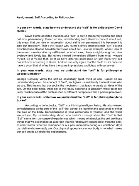 Self According To Philosophers Pdf