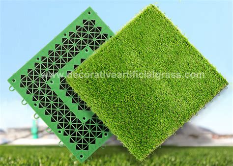 Polypropylene Yarn Interlocking Fake Synthetic Grass Decor 3030cm 5050cm