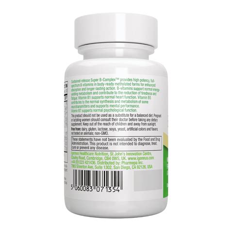 Buy Igennus Super B Complex Methylated And Sustained Release B Complex Supplement Vegan 180