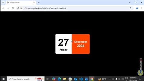 How To Make A Mini Calander Using Html Css And Javascript Youtube