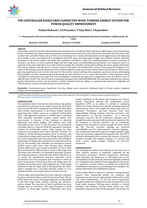 Pdf Pid Controller Based Grid Connected Wind Turbine Energy System For Power Quality Improvement