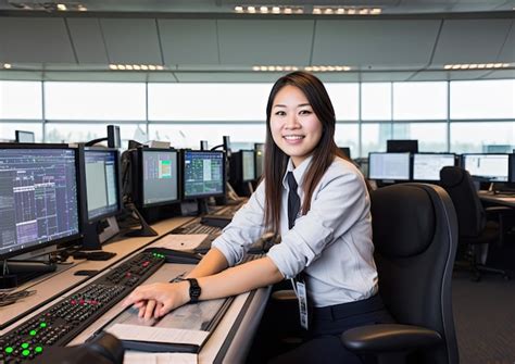 Premium Ai Image Working As An Air Traffic Controller