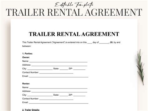 Trailer Rental Agreement Template Pdf And Word Printable Dump Trailer