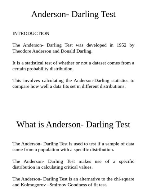 Anderson Darling Test Explained Pdf