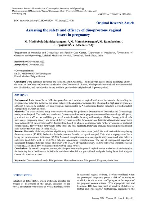 Pdf Assessing The Safety And Efficacy Of Dinoprostone Vaginal Insert
