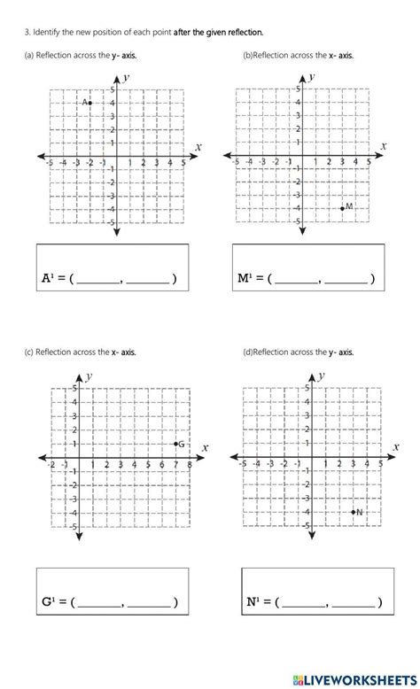reflections along axes review sheet worksheet live worksheets