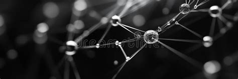 Network Of Abstract Molecular Connections On Black Background Stock